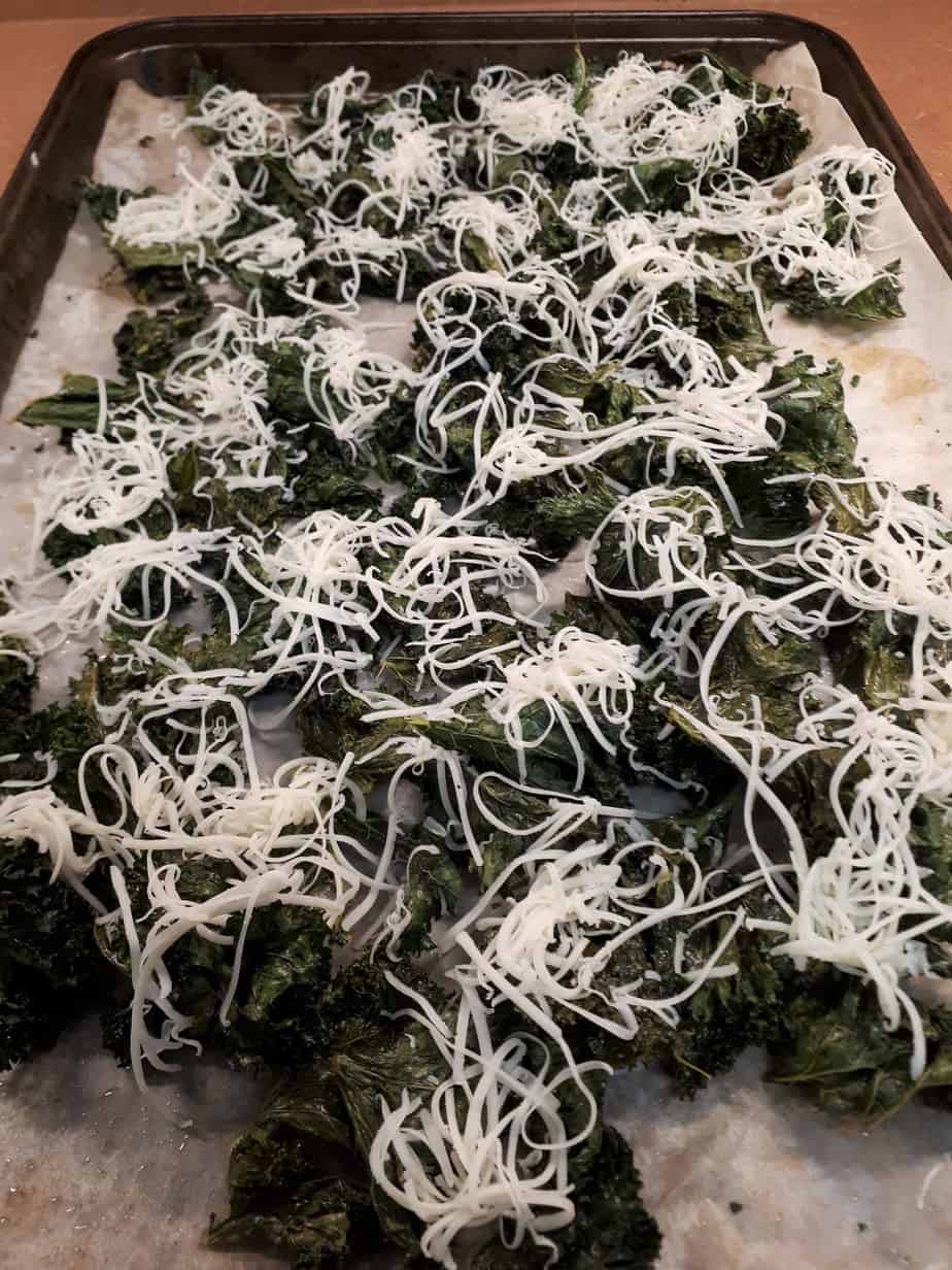 Easy Cheesy Kale Chips - Crispy Kale Baked In The Oven! - Just Living A ...
